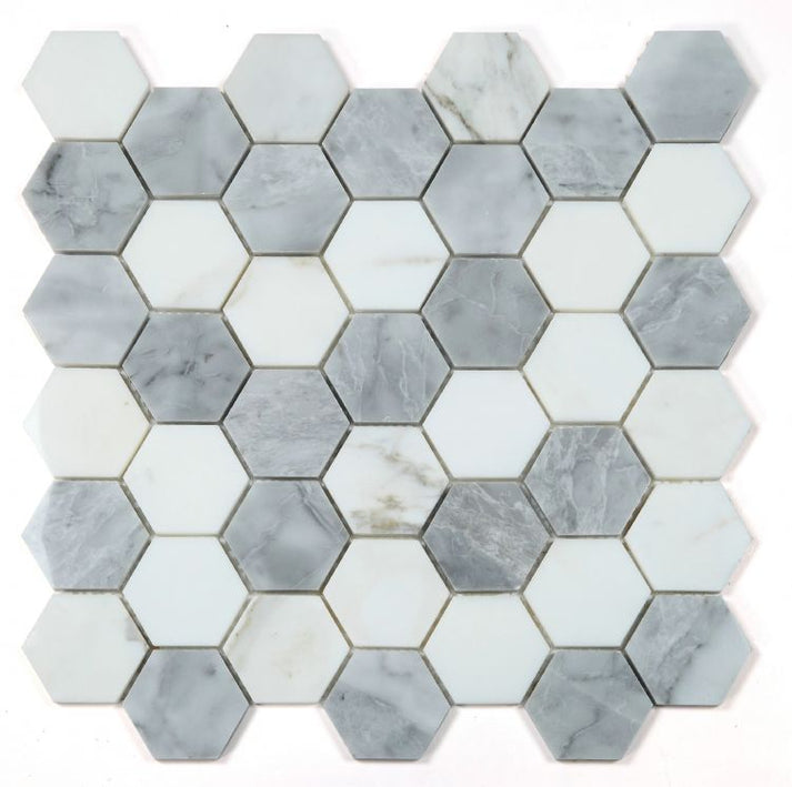 New | Hexagon | Gray | Mosaic Sheet Tile | Walls, Interior Floors & Sh ...
